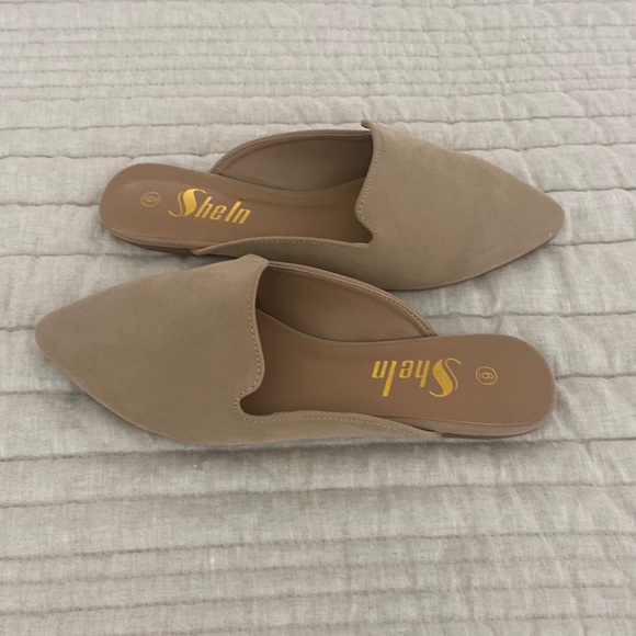SHEIN | Shoes | Nwot Suede Look Tan Mules | Poshmark